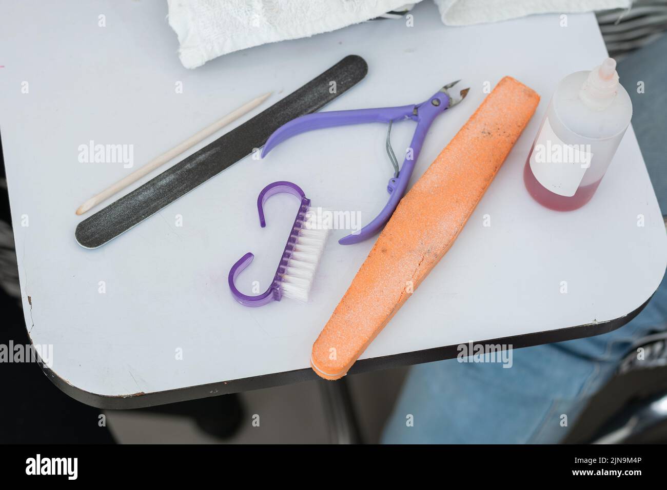 basic elements for performing a basic manicure on a table suitable for ...