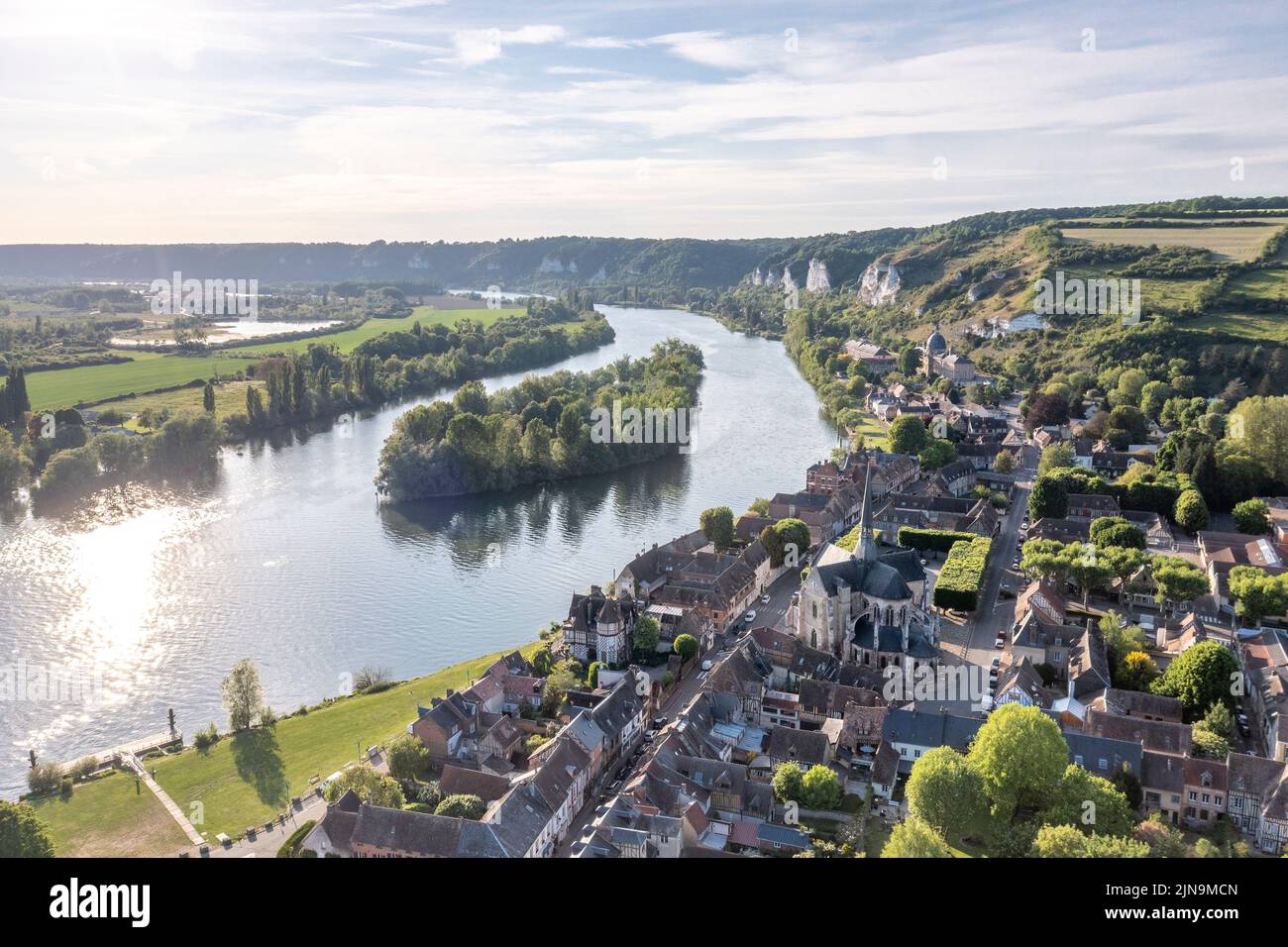 France, Eure, Les Andelys, Le Petit Andely seen from Chateau Gaillard ...