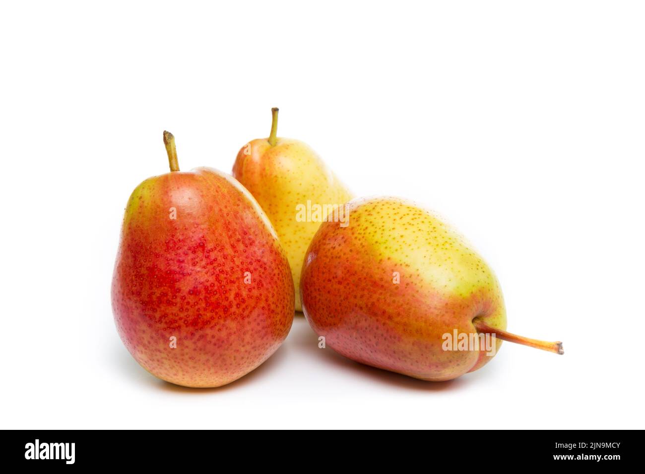ripe red yellow pear fruits isolated on white background Stock Photo ...