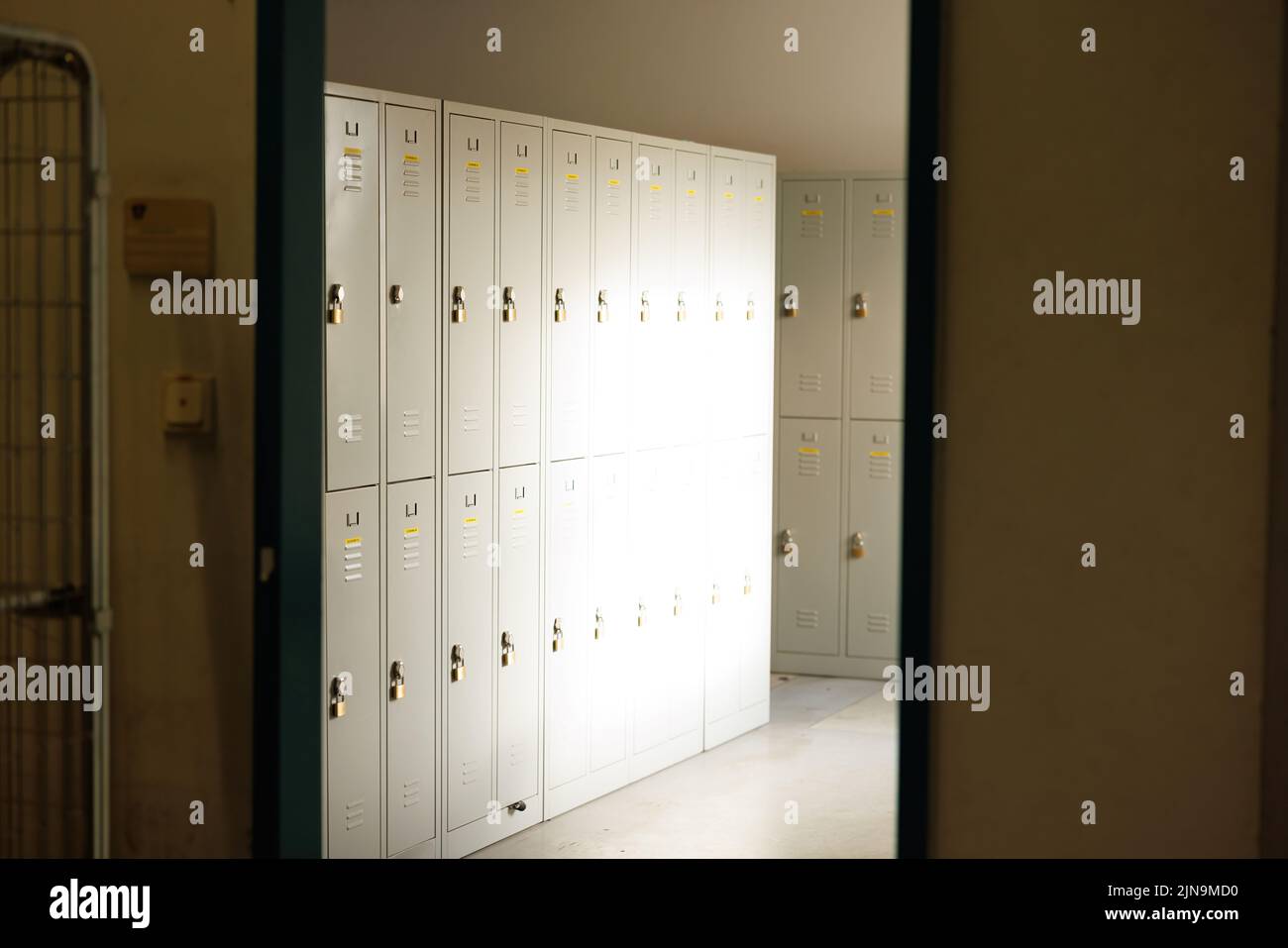 Modern locker room interior, warehause concept for workers Stock Photo ...