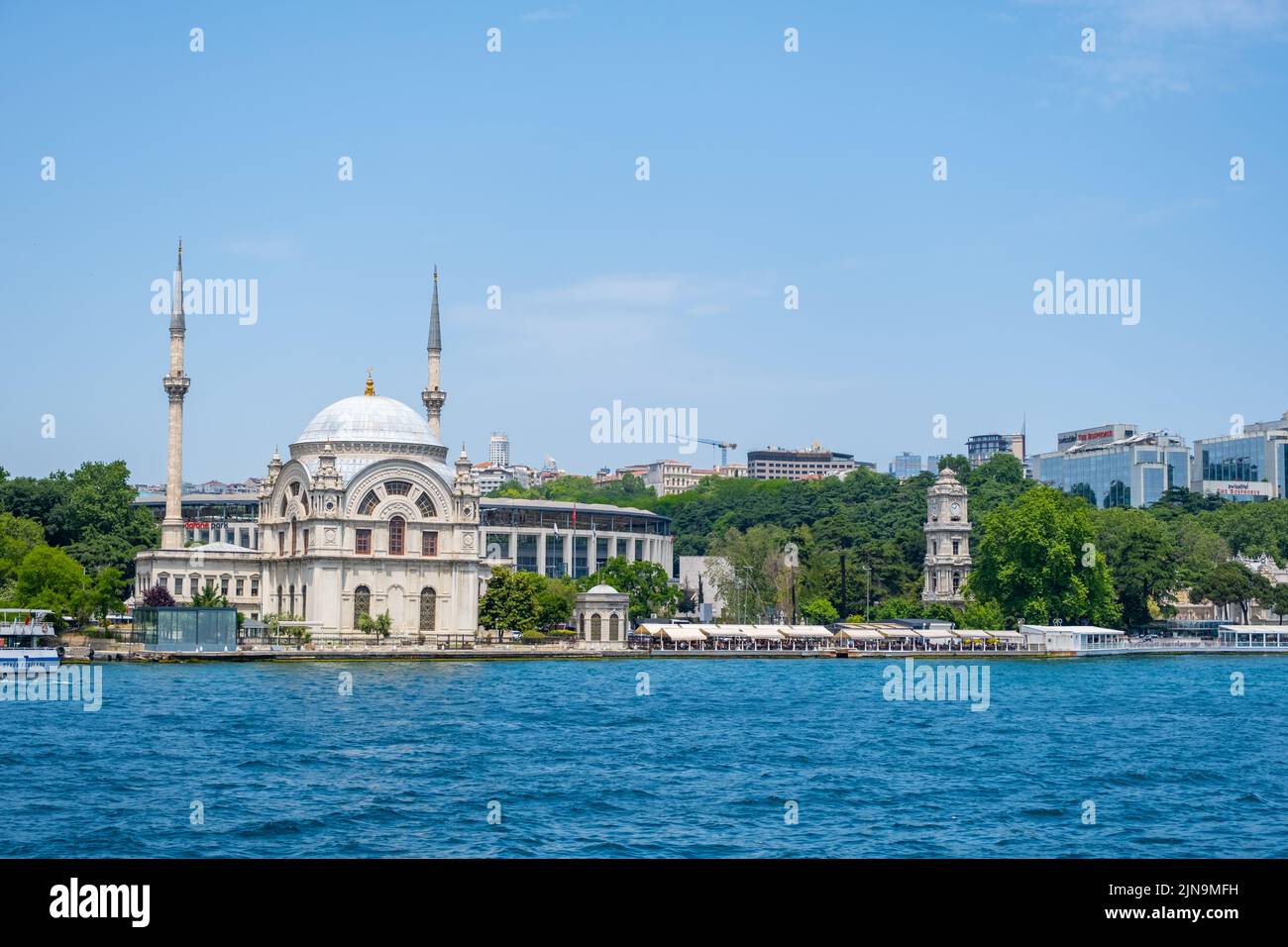 The Dolmabahce mosque view from the Bosphorus - Istanbul, Turkey Stock ...