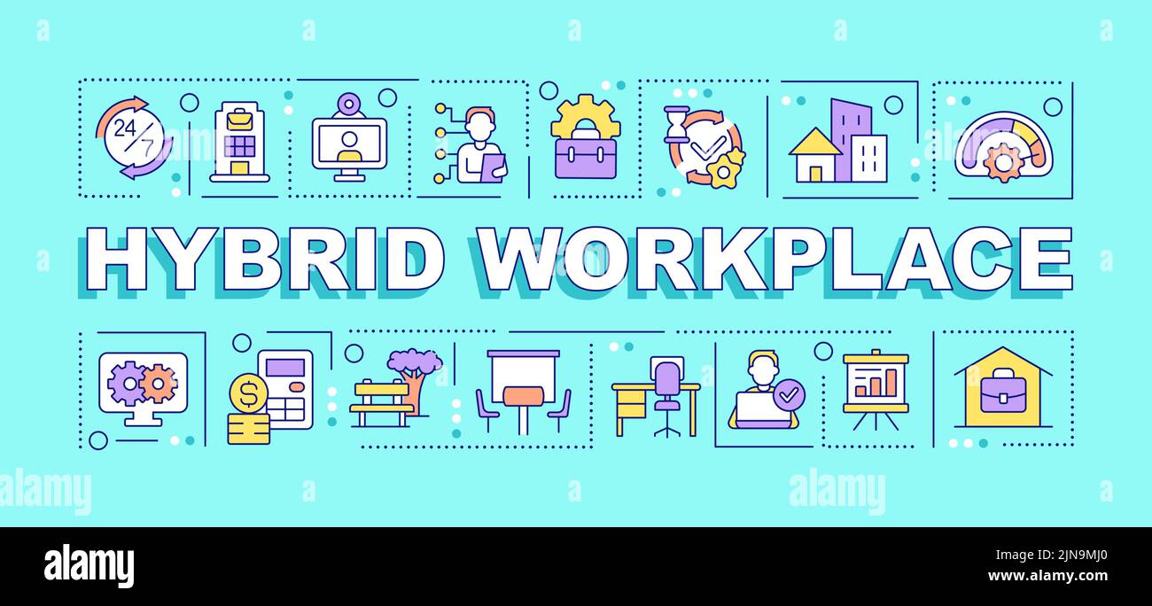 Hybrid workplace word concepts turquoise banner Stock Vector Image & Art - Alamy