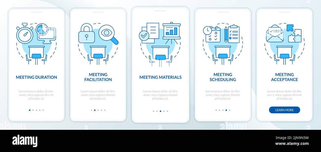 Meeting norms blue onboarding mobile app screen Stock Vector Image ...
