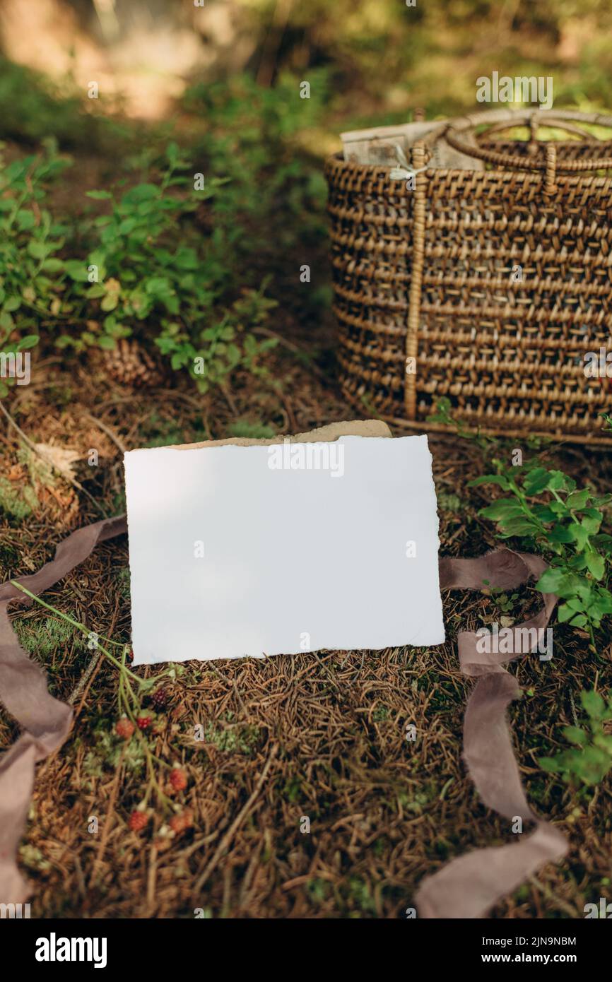 invitation or greeting card mockup on a natural background in the ...