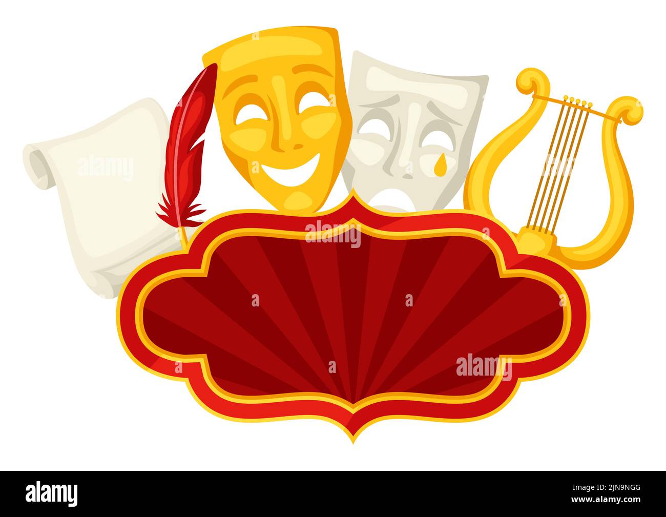 Background with traditional theatre symbols. Illustration for ...