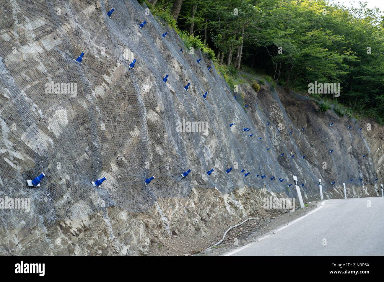Landslide and rock sliding prevention in Georgia, reinforcing mountain ...