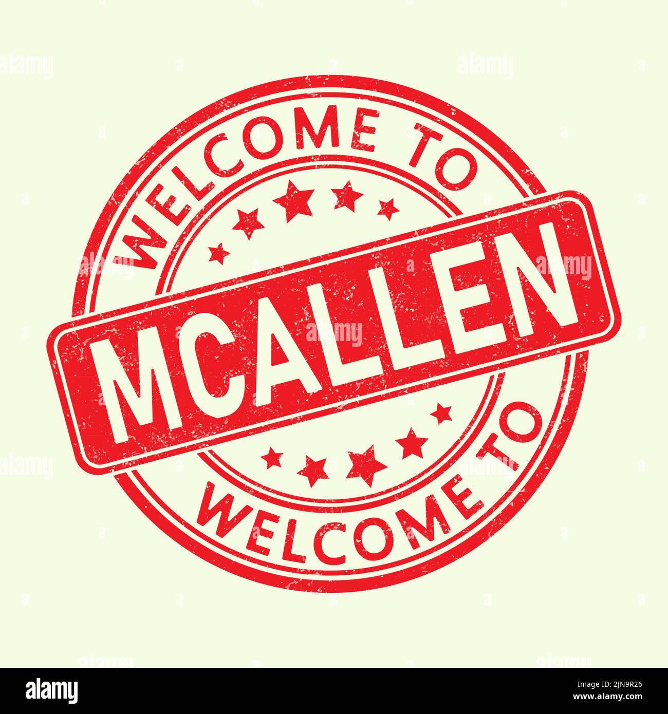 Welcome to MCALLEN. Impression of a round stamp with a scuff. Flat ...