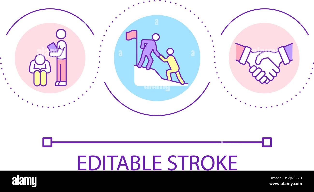 Workplace mentor and mentee relationship loop concept icon Stock Vector ...