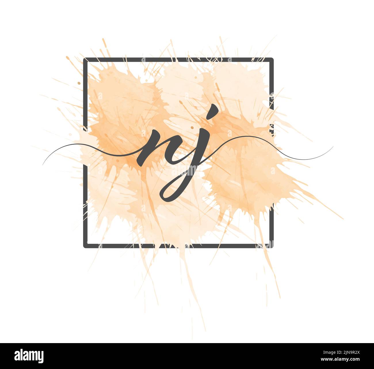 Calligraphic lowercase letters N and J are written in a solid line on a ...