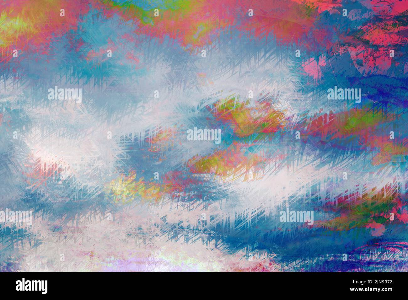 This brightly colored grunge splash background mixed media image ...