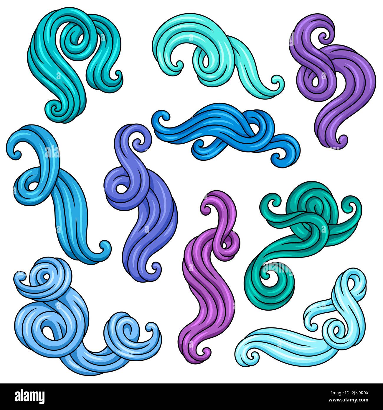 Set of wave line curls. Color striped texture Stock Vector Image & Art ...