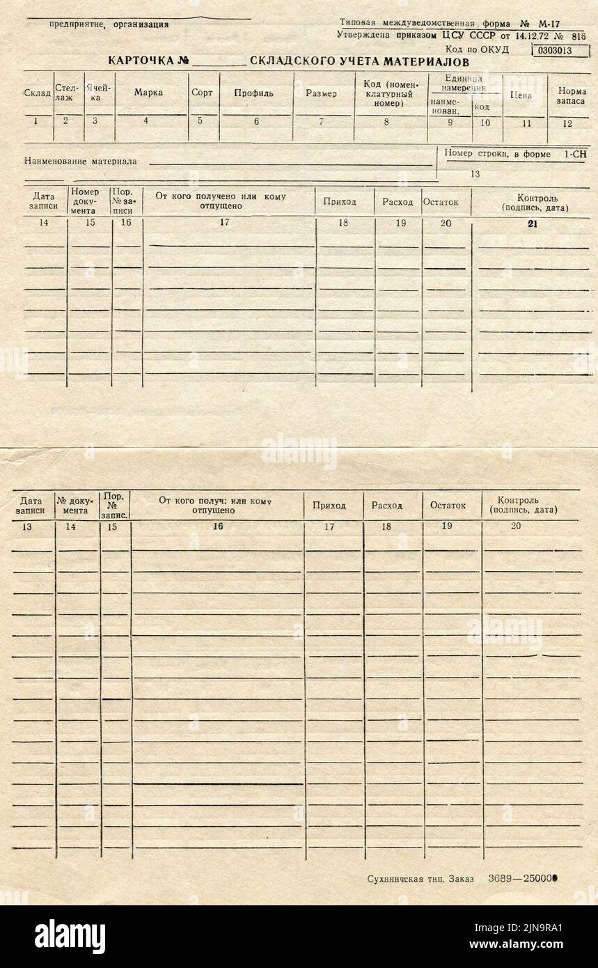 Stationery Accounting Forms and Forms of the Soviet Times Stock Photo ...