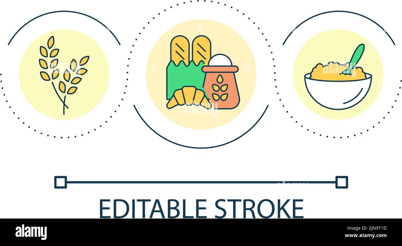 Whole grain rich foods loop concept icon Stock Vector Image & Art - Alamy