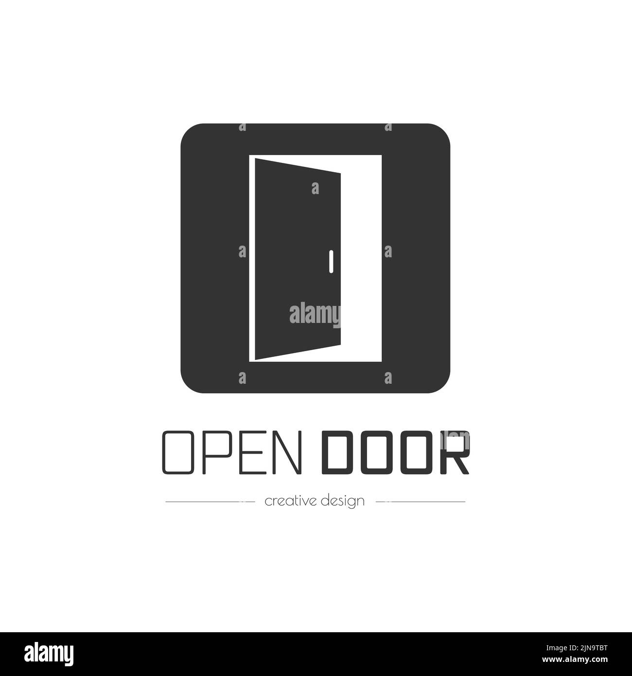 An open door. Template for logo, sticker, brand label and creative ...