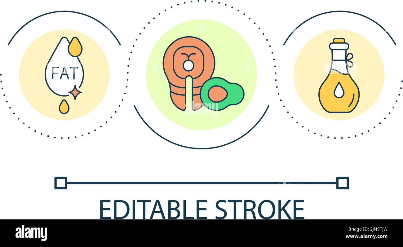 Omega three fatty acid rich foods loop concept icon Stock Vector Image ...