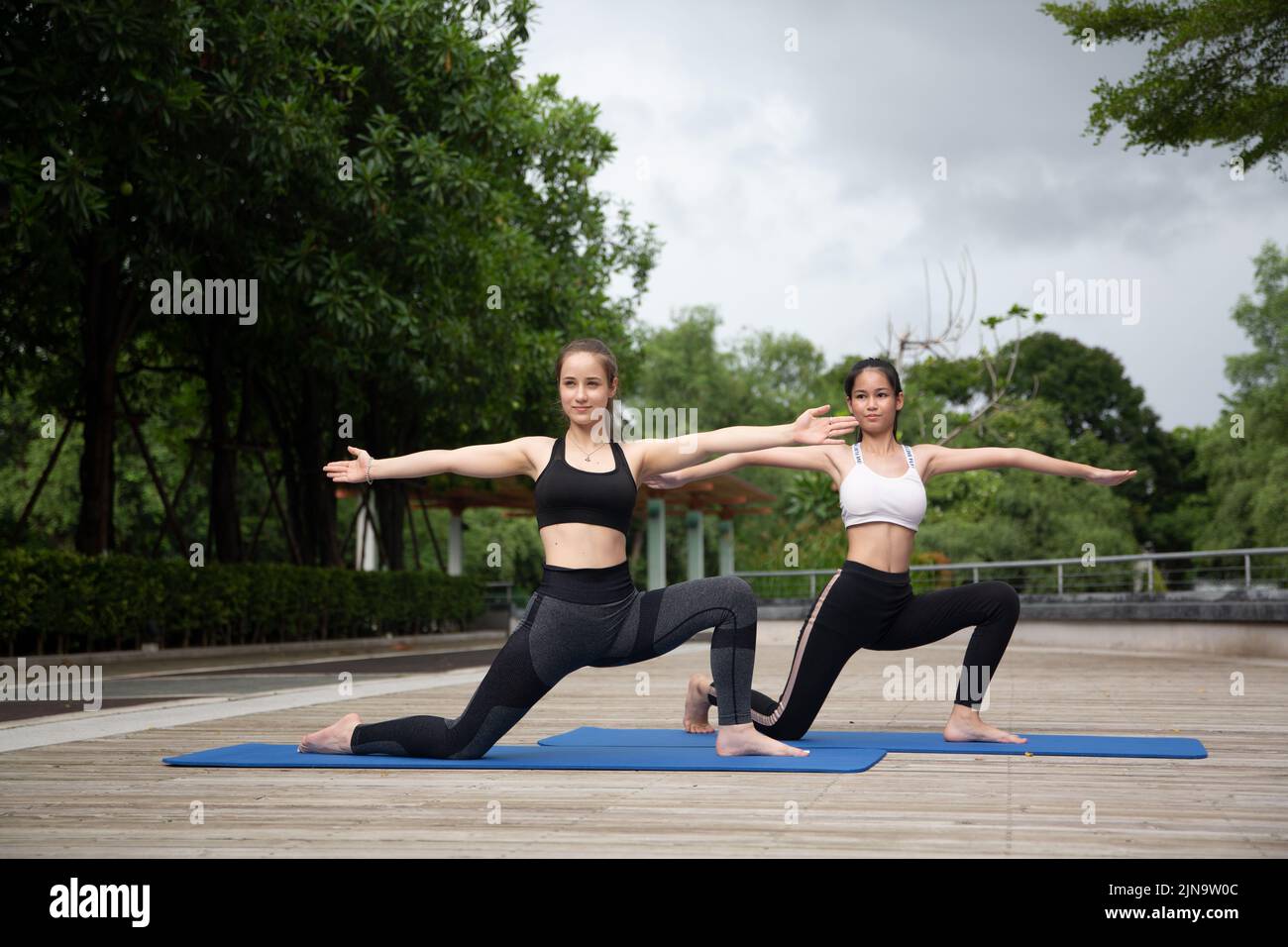 Young sporty attractive woman practicing yoga, doing yoga exercise with ...