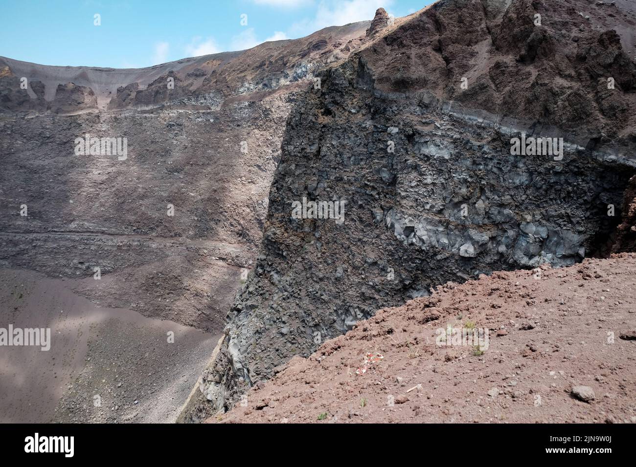 Close-ups around the cone at the top of Mount Vesuvius Italy showing ...