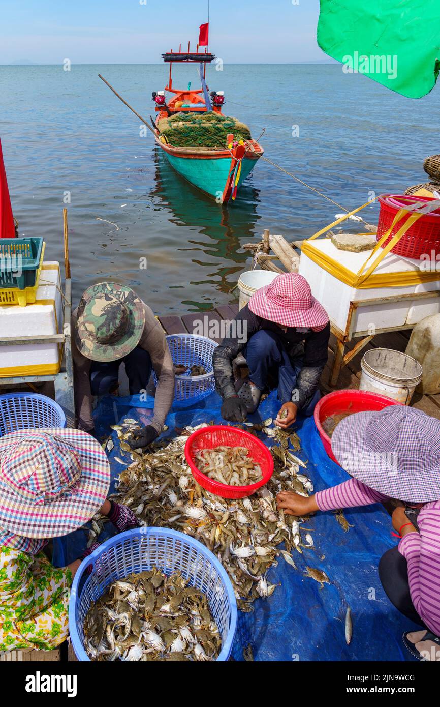 Cambodia. The seaside resort of Kep. Krong Kep Province. Crab market ...