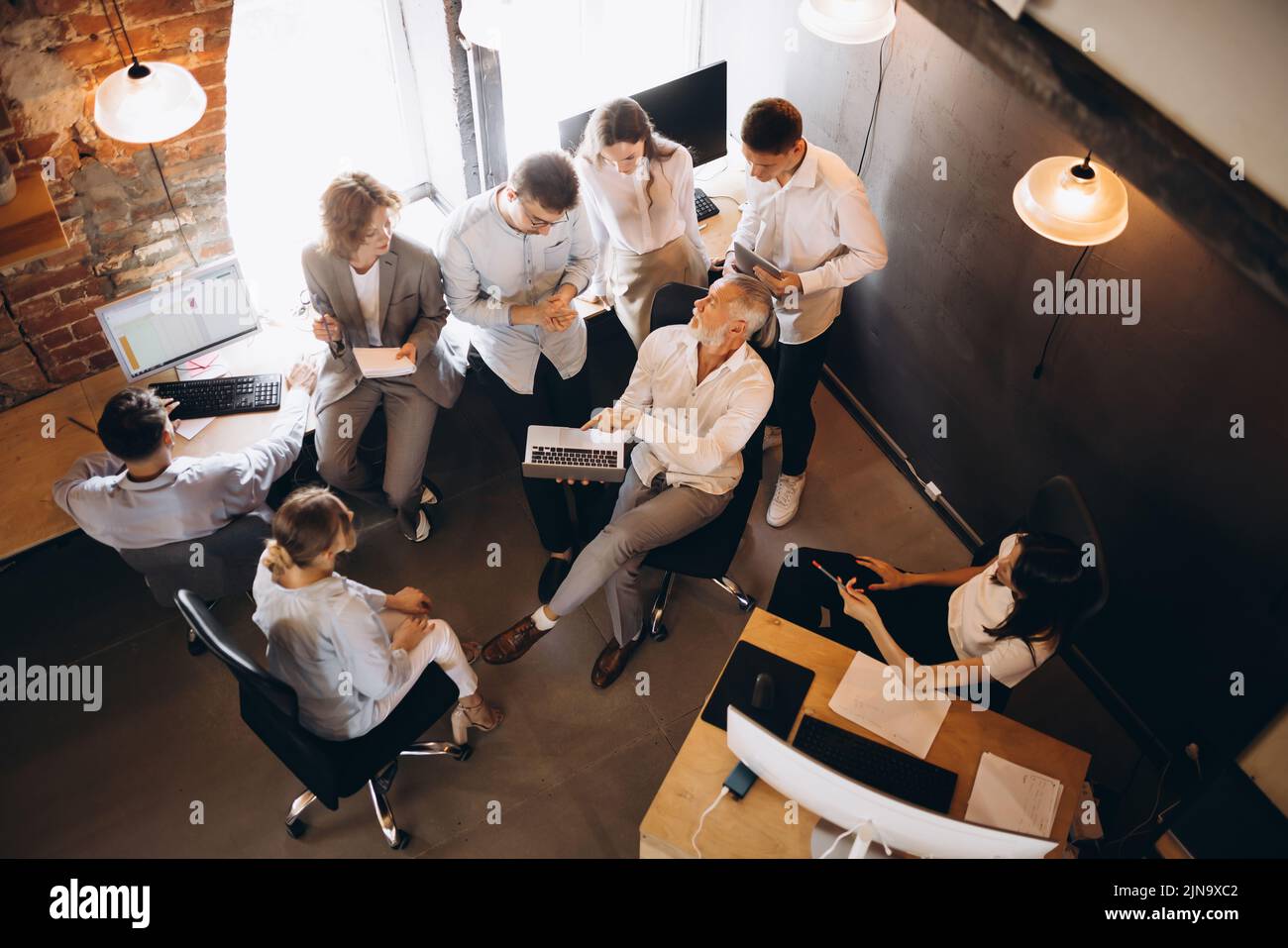 Impressive senior man, professor helds master class, workshop for his ...