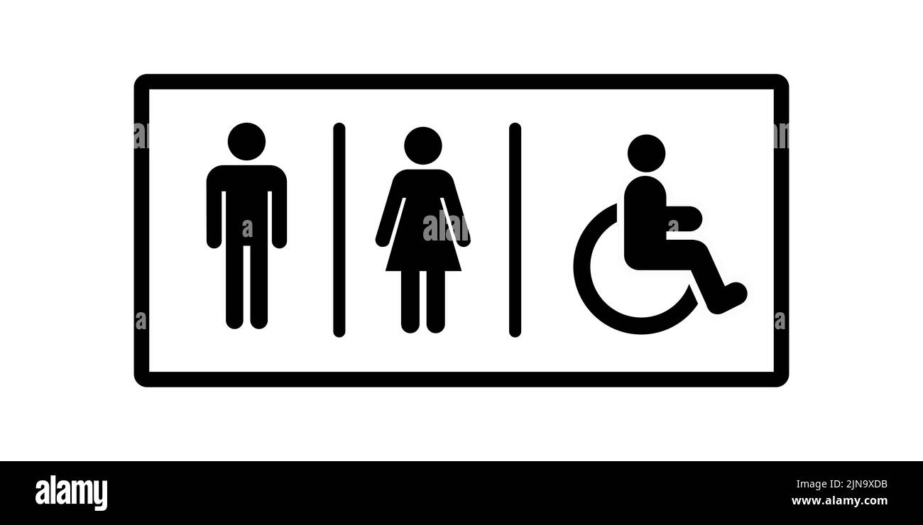 Set of WC icons isolated on a white background male female and ...