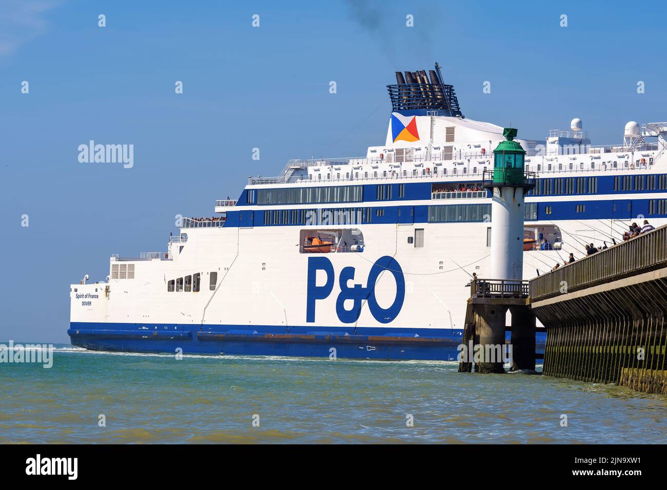 The P&O Ferries logo on the cross-Channel ferry Spirit of France ...