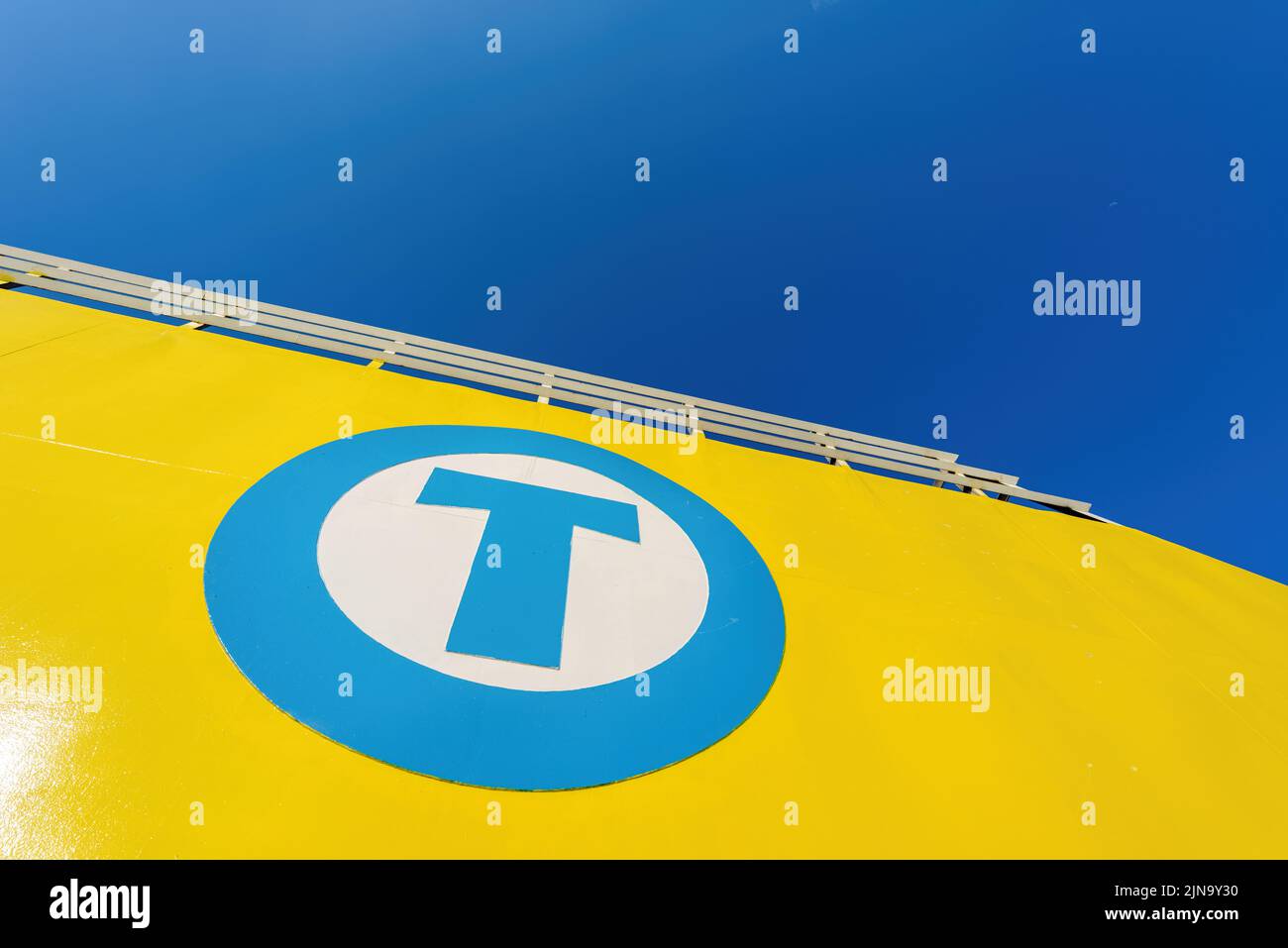 The Transmanche Ferries logo on the funnel of the ferry Cote D'Albatre ...