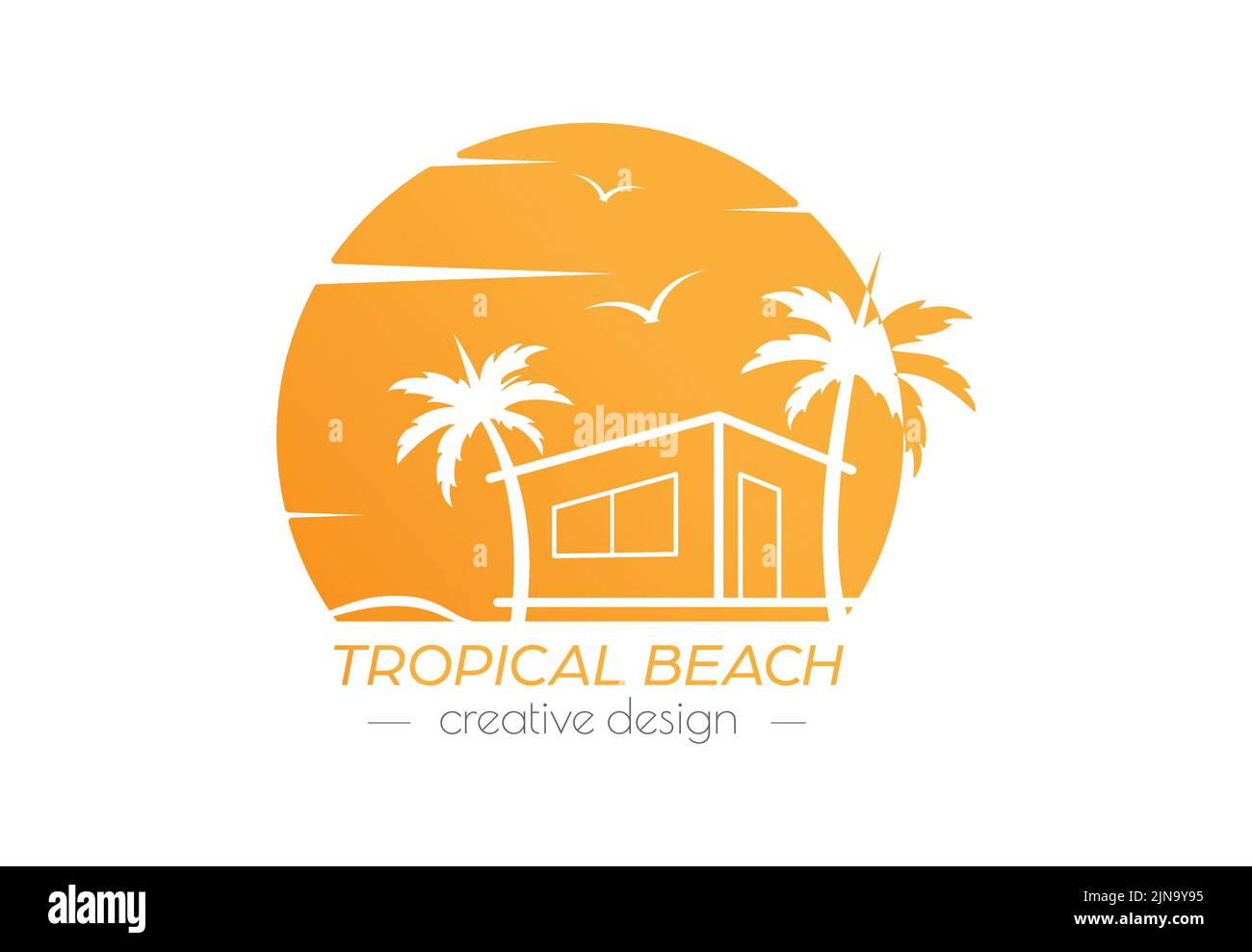 Tropical beach. Template for logo, sticker, stickers and labels, for ...