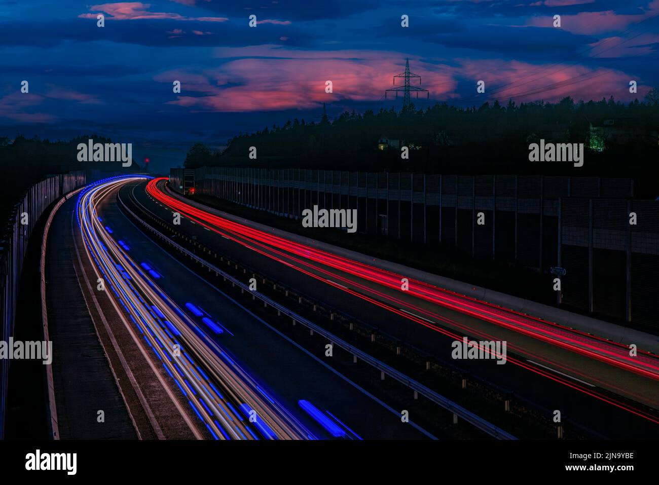 Light trails at a highway Stock Photo - Alamy