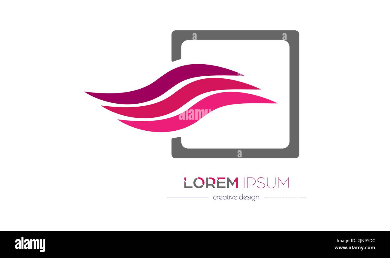 Color wave and square. Abstract logo template. Simple design Stock ...