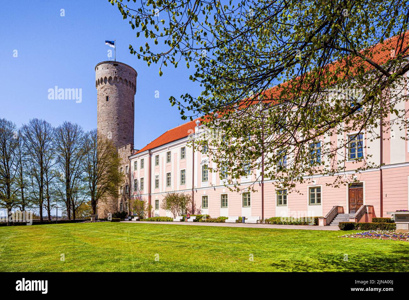 The parliament building (Riigikogu) on Toompea Hill in the Old Town of ...