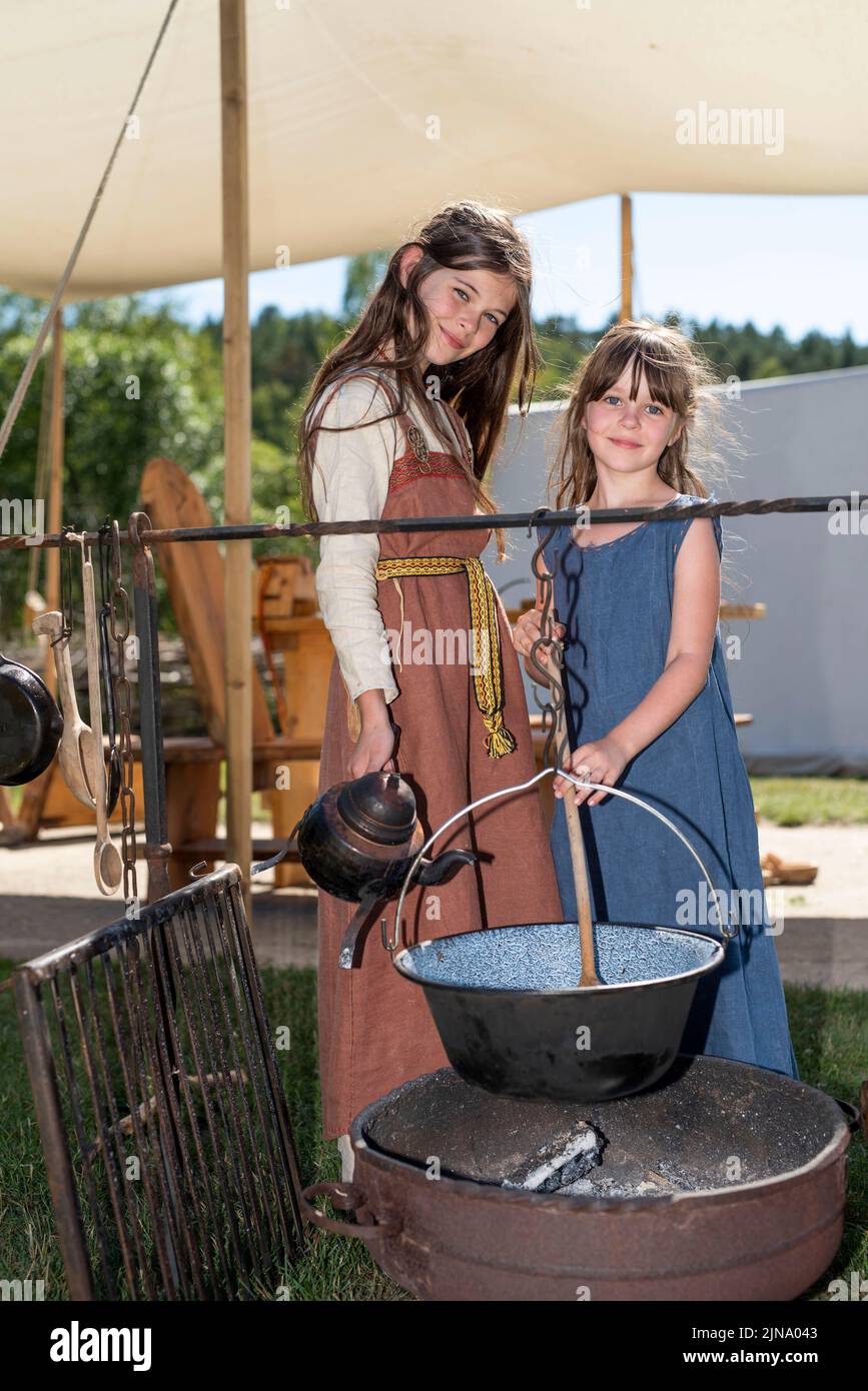 Sternberg, Germany. 10th Aug, 2022. Livia (r) and Juna pose on the open ...