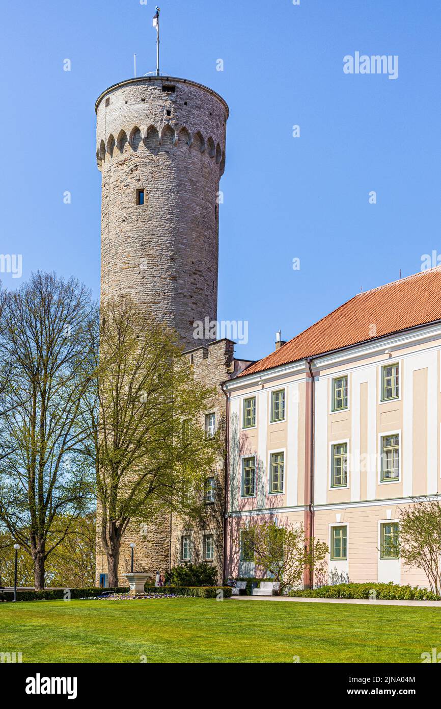 The parliament building (Riigikogu) on Toompea Hill in the Old Town of ...