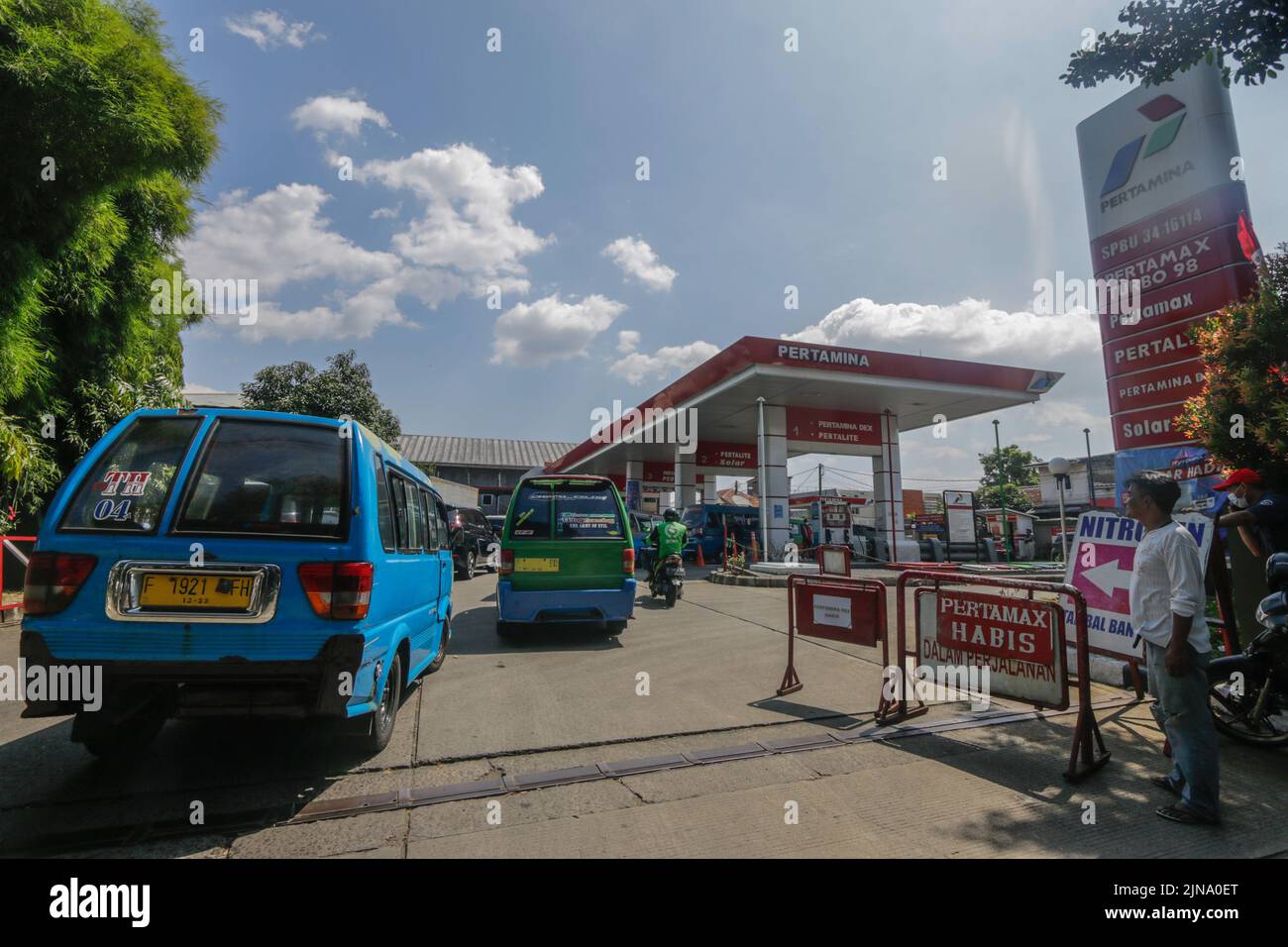 Vehicles queue at a gas station in Bogor, West Java, Indonesia, on ...