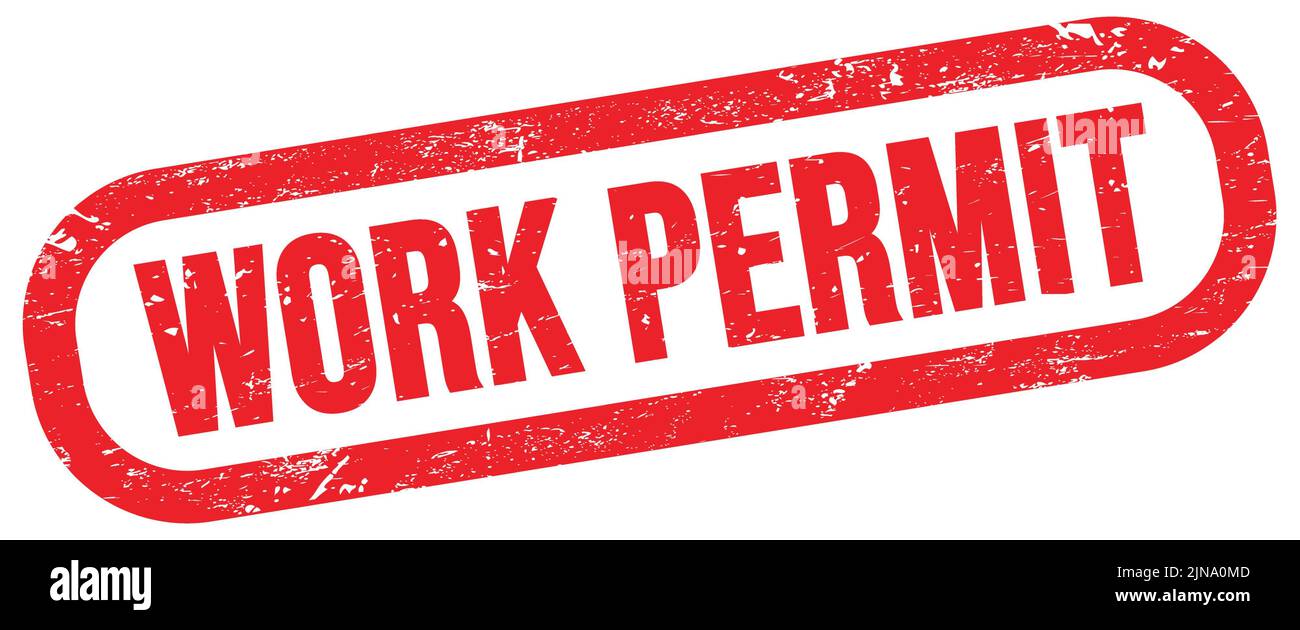WORK PERMIT, text on red rectangle stamp sign Stock Photo - Alamy