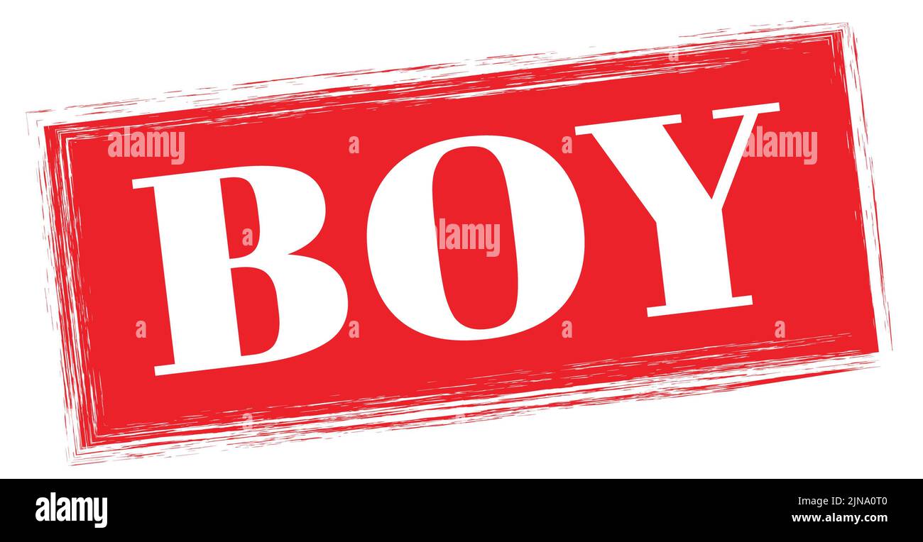 BOY text written on red rectangle stamp sign Stock Photo - Alamy