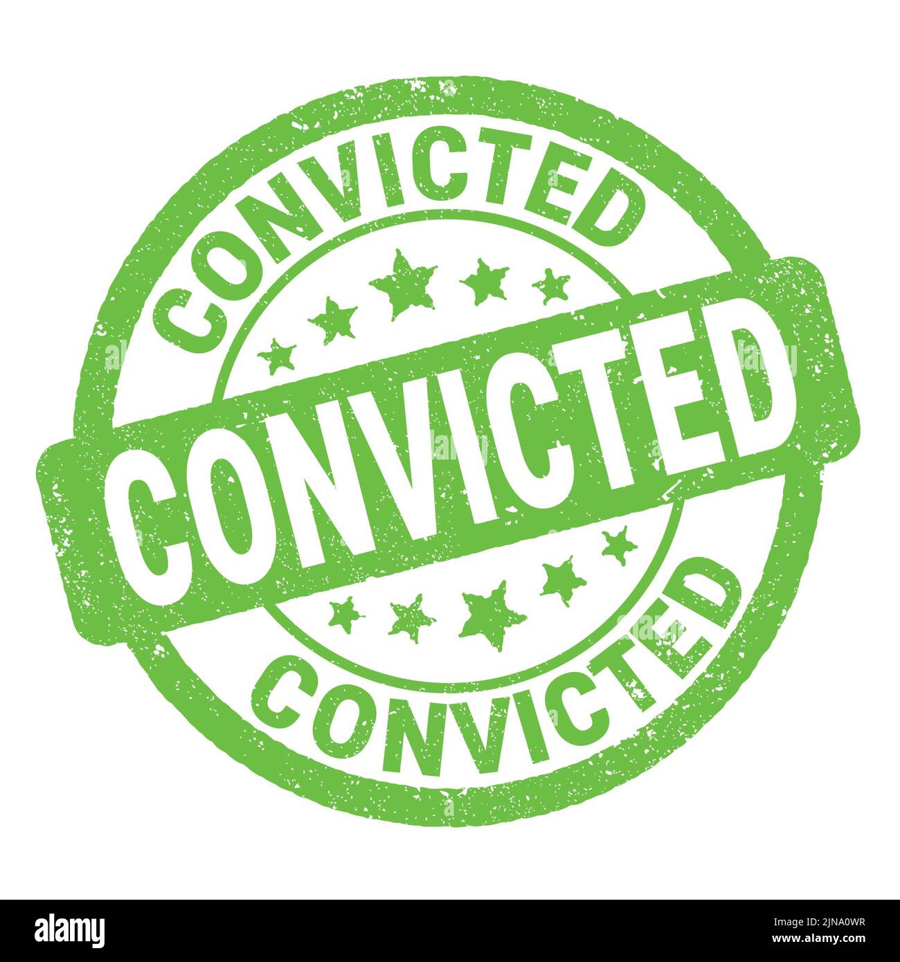 CONVICTED text written on green grungy stamp sign Stock Photo - Alamy