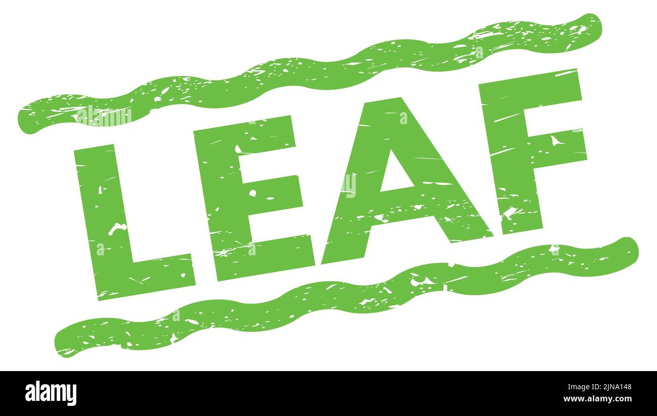 LEAF text written on green lines stamp sign Stock Photo - Alamy