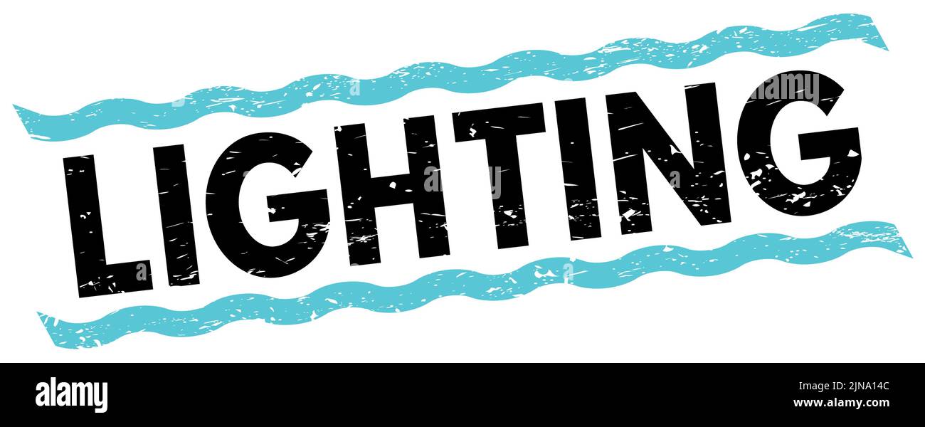 LIGHTING text written on blue-black lines stamp sign Stock Photo - Alamy
