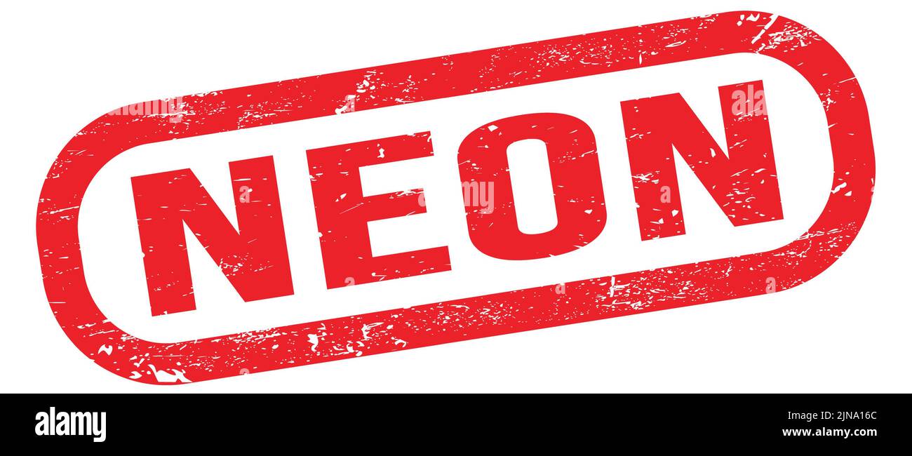 NEON, text written on red rectangle stamp sign Stock Photo - Alamy
