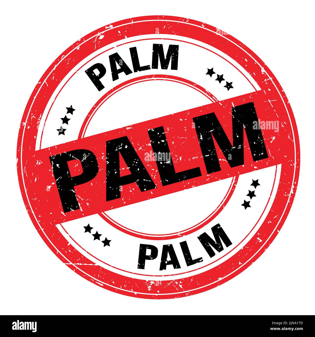 PALM text written on red-black round grungy stamp sign Stock Photo - Alamy