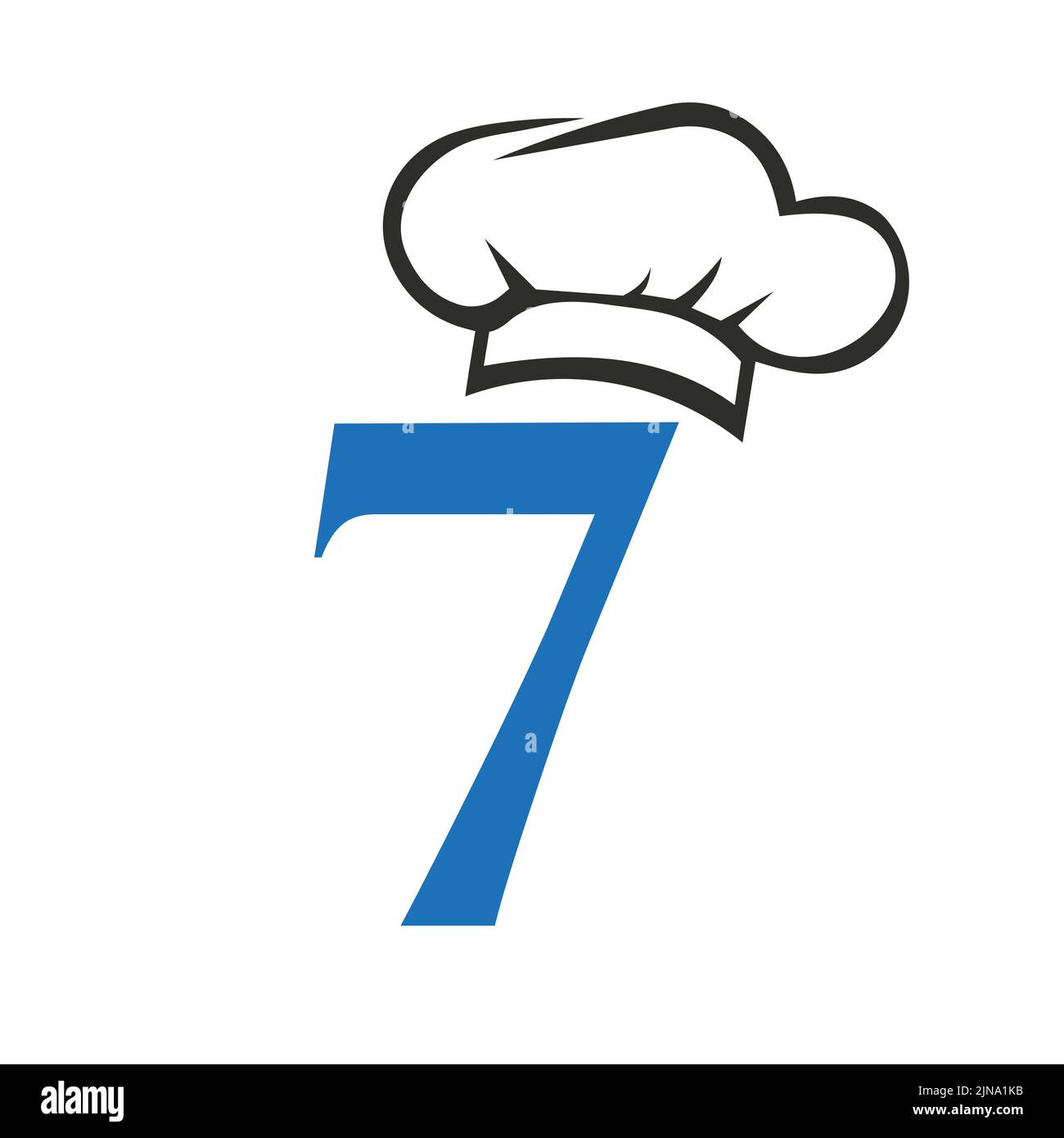 Letter 7 Restaurant Logo Concept with Chef Hat Vector Template ...