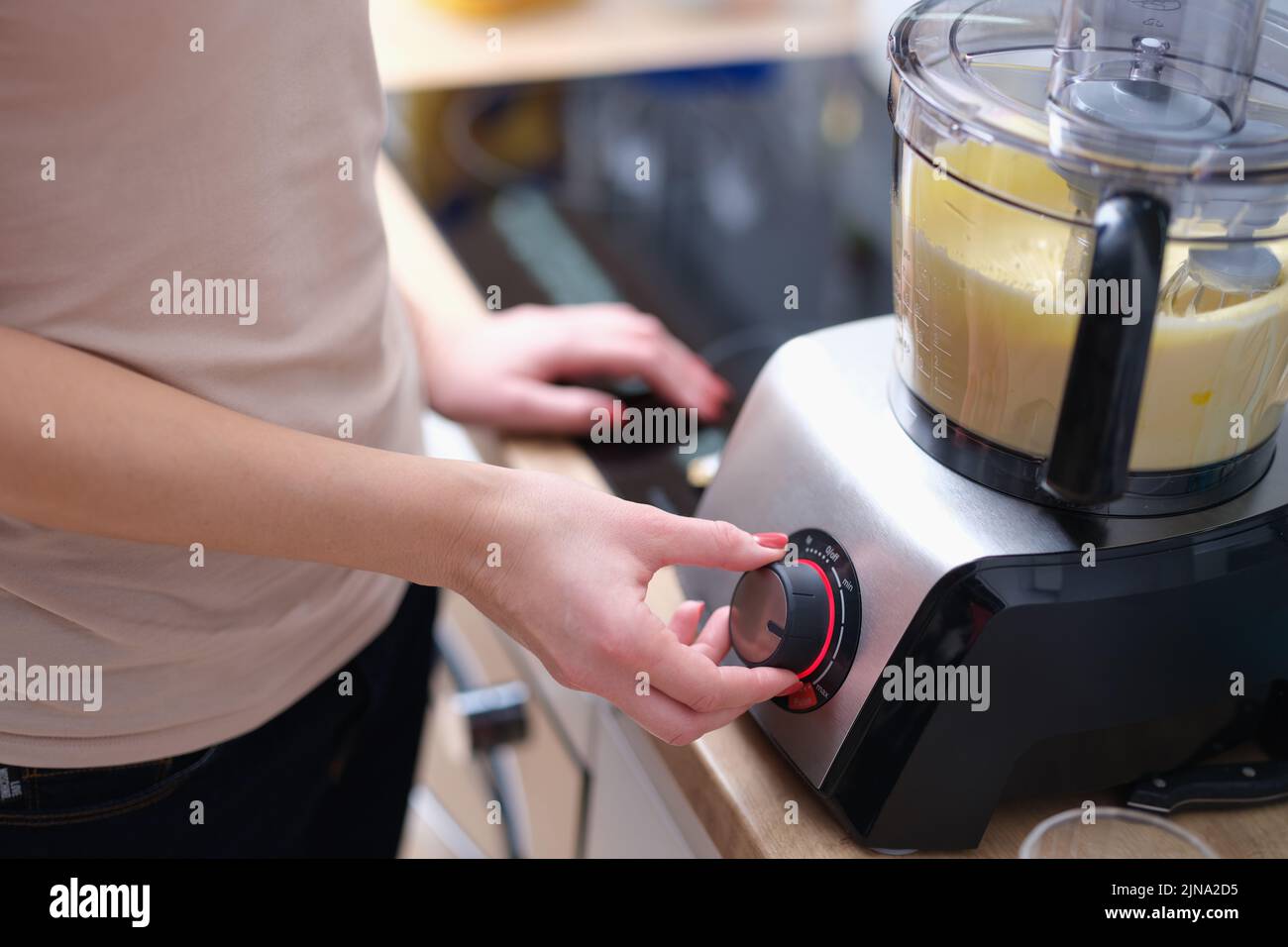 Woman turns on electric hi-res stock photography and images - Alamy