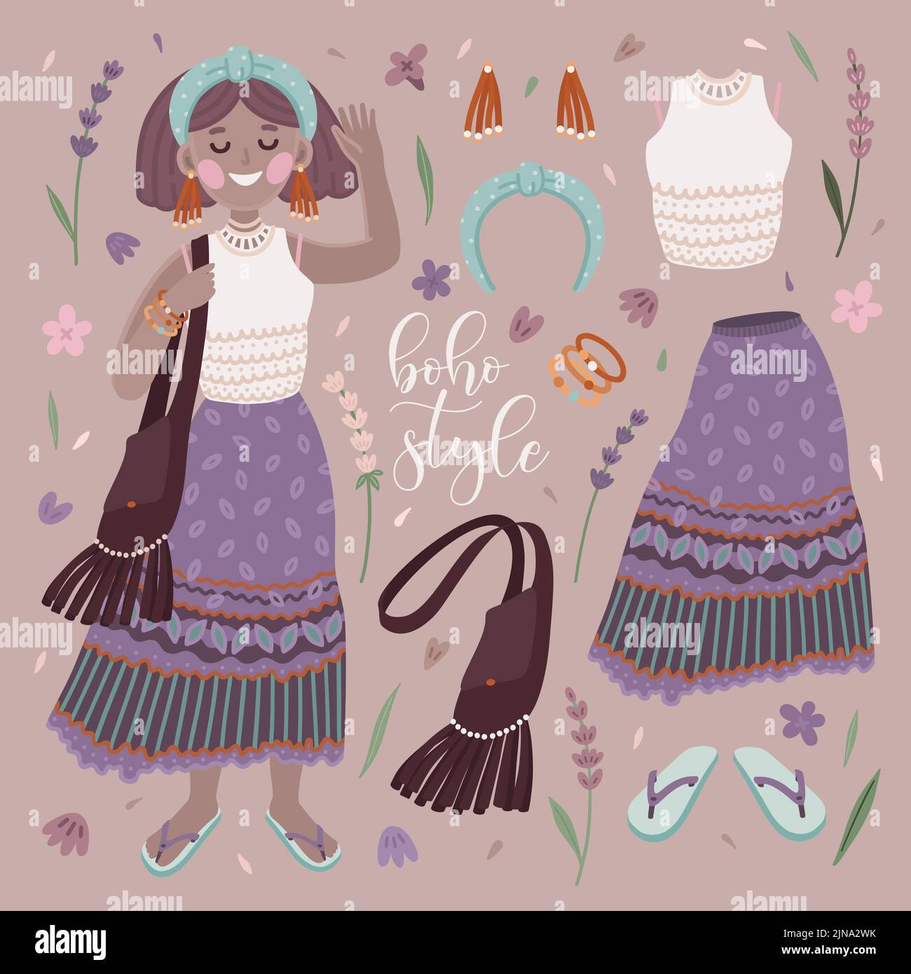 Boho girl and outfit 2 Stock Vector Image & Art - Alamy