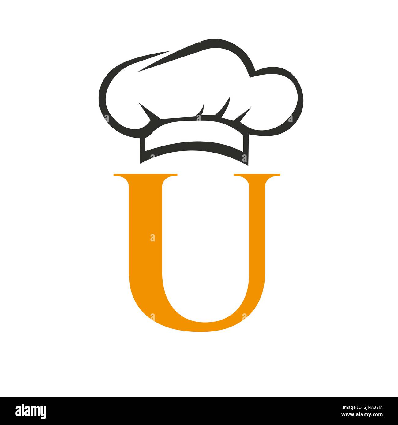 Letter U Restaurant Logo Concept with Chef Hat Vector Template ...