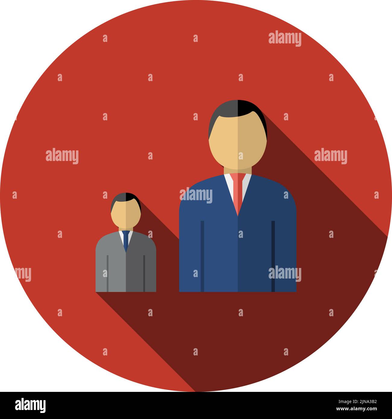 Man Boss With Subordinate Icon. Flat Circle Stencil Design With Long ...