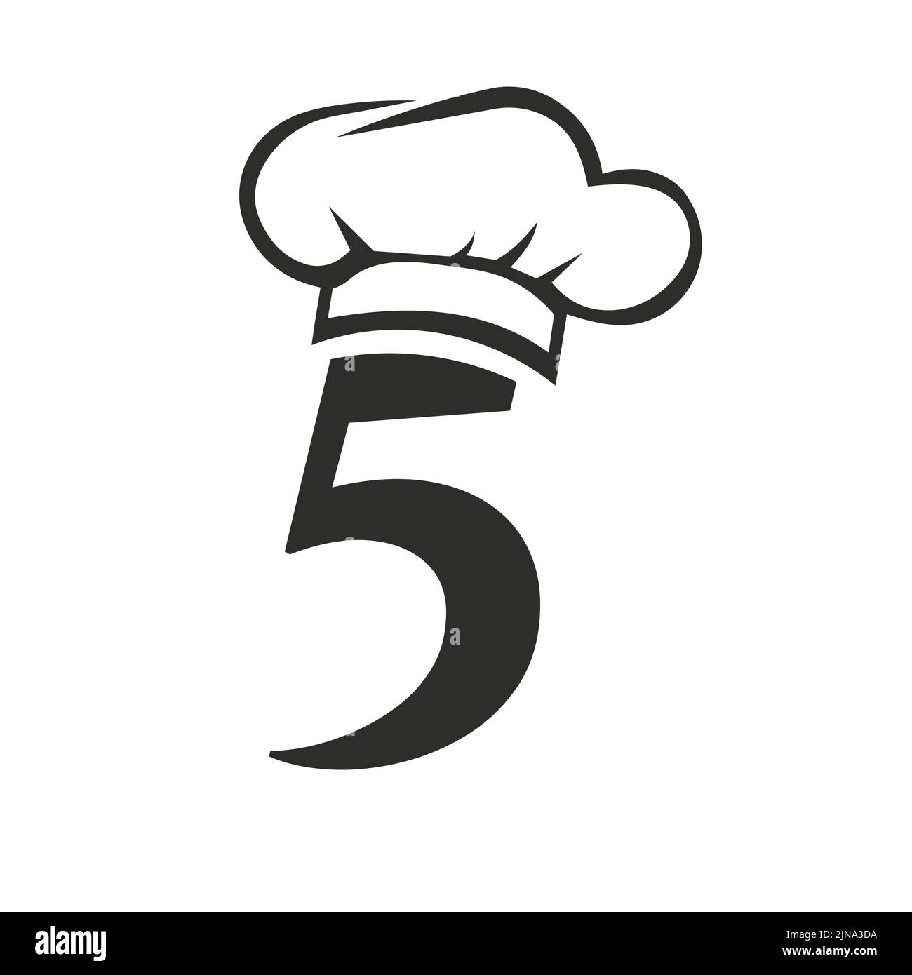 Letter 5 Restaurant Logo Concept with Chef Hat Vector Template ...