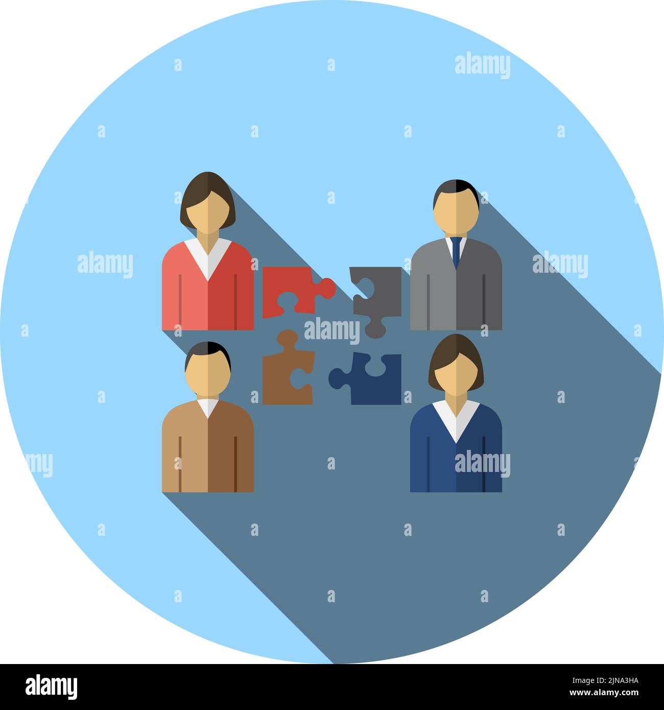 Corporate Team Icon. Flat Circle Stencil Design With Long Shadow ...