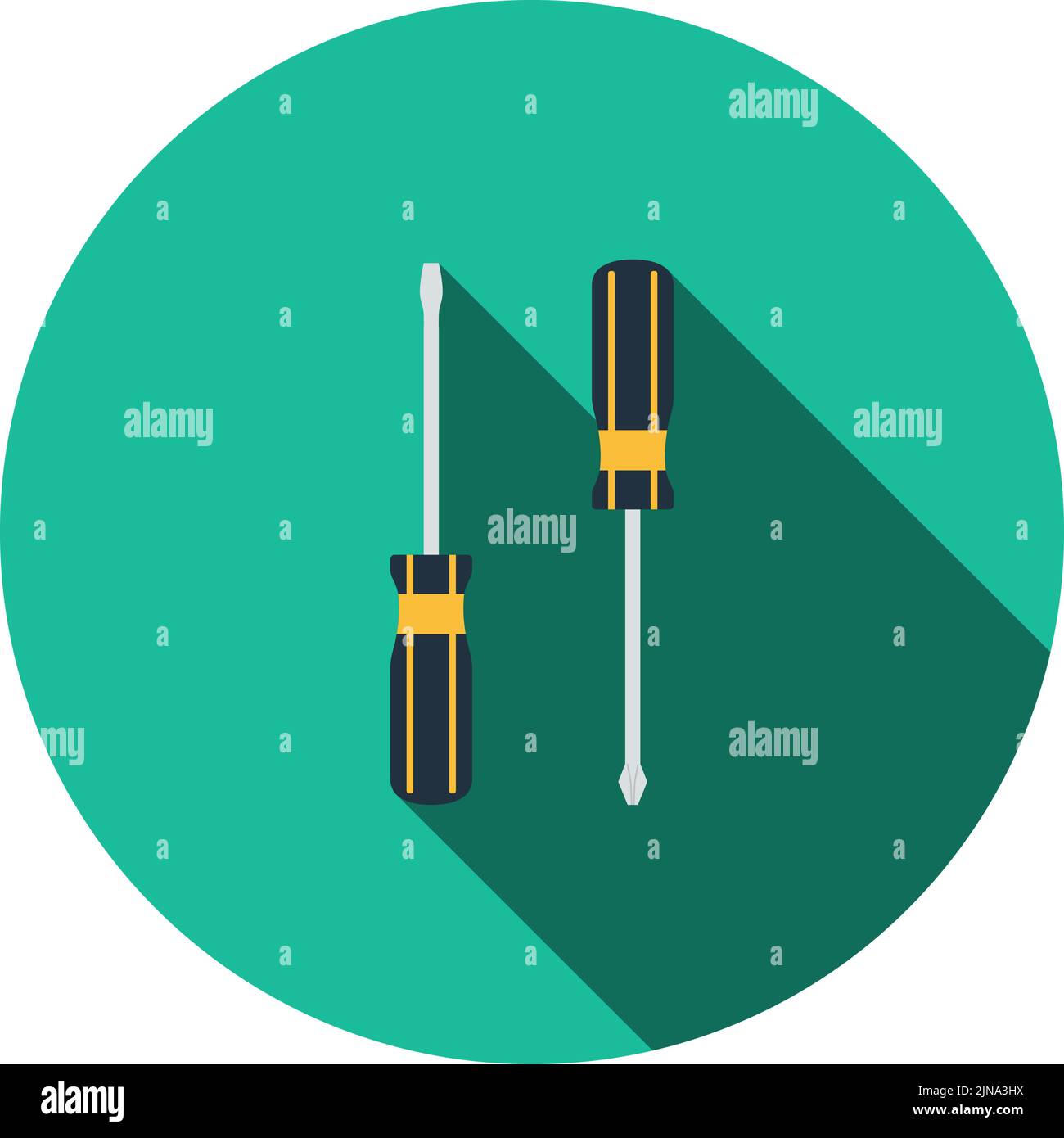 Screwdriver Icon. Flat Circle Stencil Design With Long Shadow. Vector ...