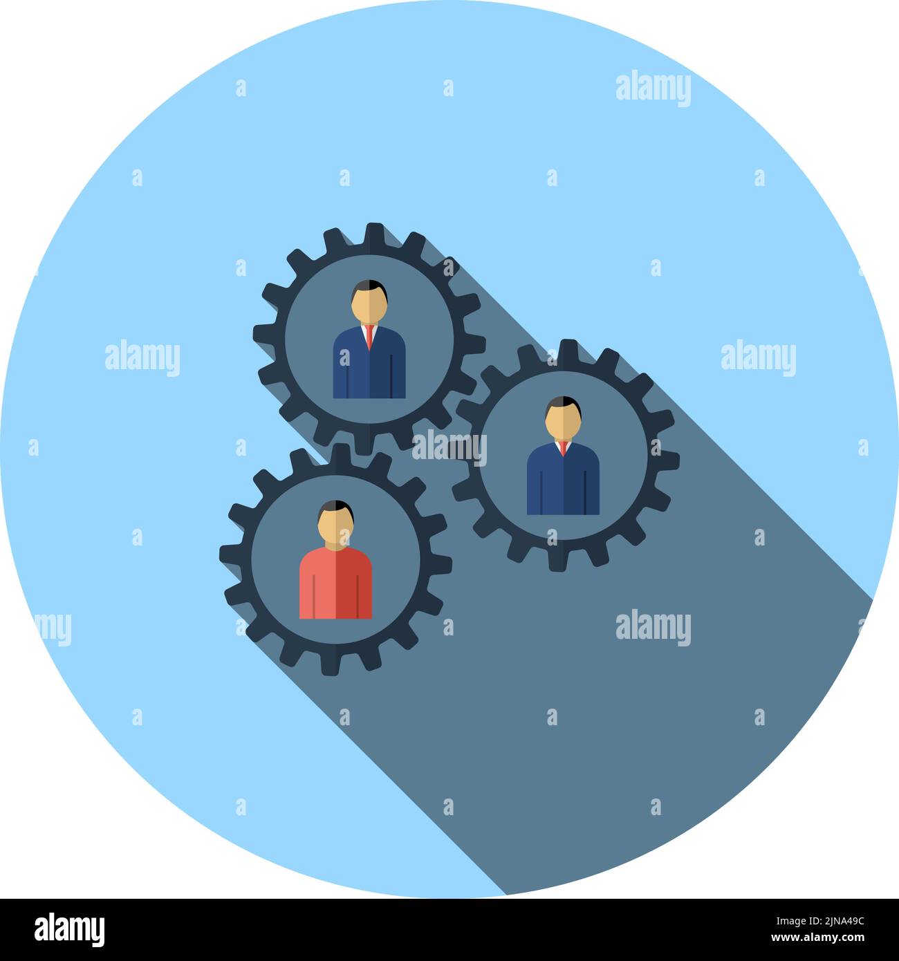 Teamwork Icon. Flat Circle Stencil Design With Long Shadow. Vector Illustration Stock Vector ...