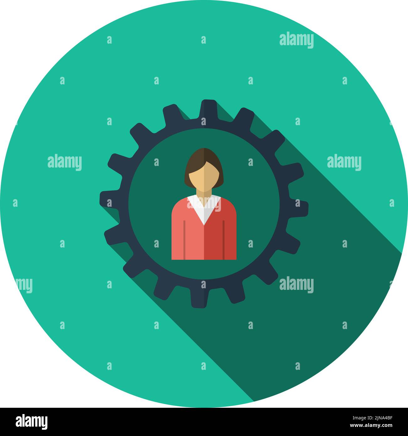 Teamwork Icon. Flat Circle Stencil Design With Long Shadow. Vector ...